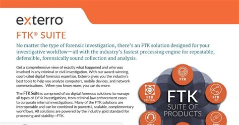 Exterro Ftk® Suite Product Brief