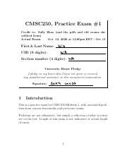 Midterm CMSC Sample Exam Solutions Pdf CMSC Practice Exam Credit To Sally Zhao And