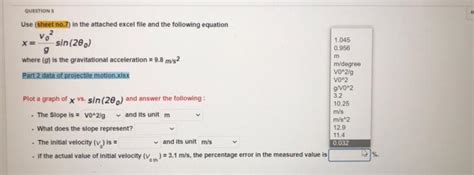 Solved Use Sheet No7 In The Attached Excel File And The