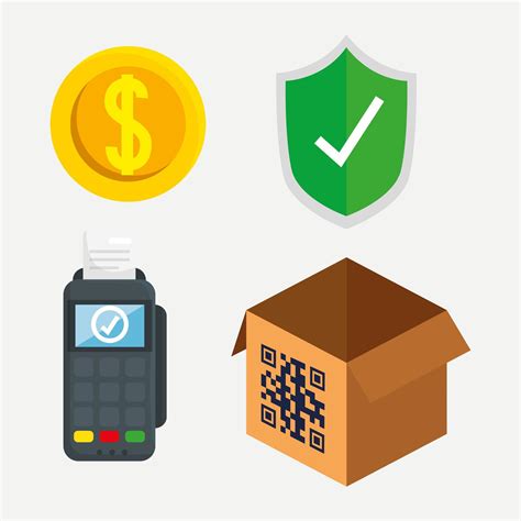 qr code over box coin shield and dataphone vector design 4626789 vector