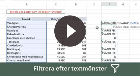 Tips Filtrera Rader Efter Textmönster Learnesy
