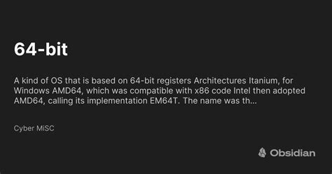 64 Bit Cyber Misc Obsidian Publish