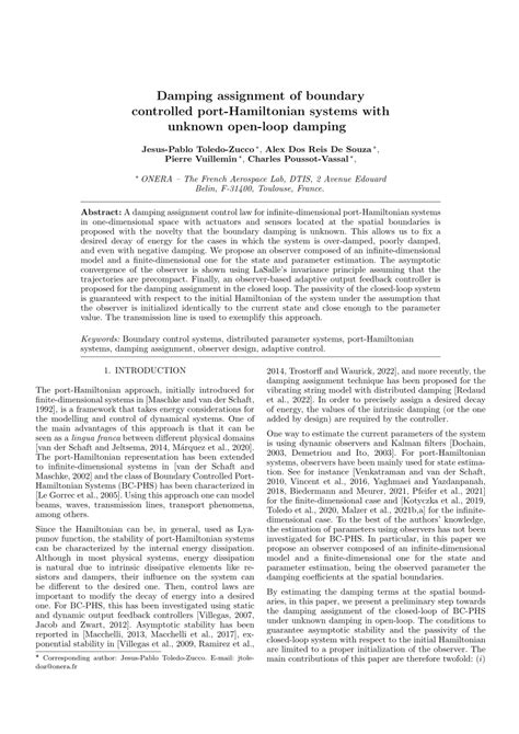 Pdf Damping Assignment Of Boundary Controlled Port Hamiltonian