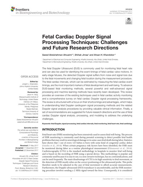 Pdf Fetal Cardiac Doppler Signal Processing Techniques Challenges
