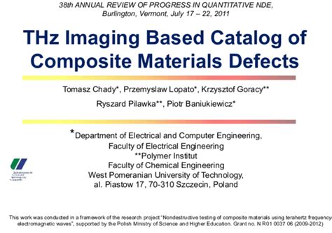 Pdf Thz Imaging Based Catalog Of Composite Materials Defects