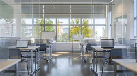 Empty Classroom With Partitions And Laptops Stock Image Image Of Office Learning 323906963