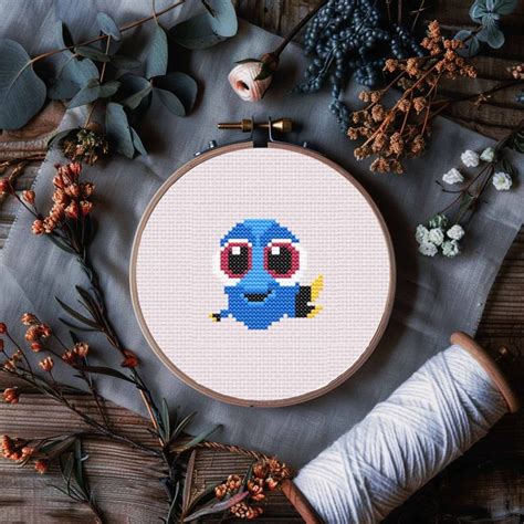 Dory Cross Stitch Pattern Pdf Instant Download Modern Cross Stitch Dory From Finding Nemo Dory