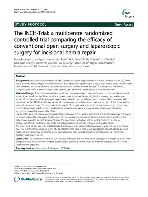 Pdf The Inch Trial A Multicentre Randomized Controlled Trial