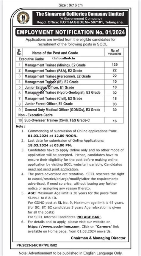 Sccl Mines 2024 Notification For 272 Mt Recruitment Apply Here Ap Dsc 2024 Tet Trt