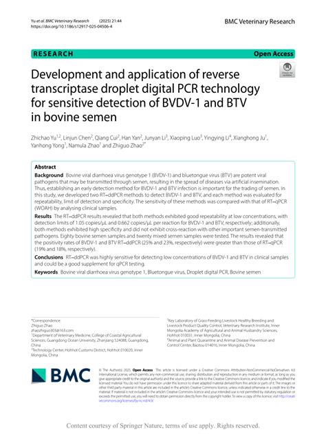 Pdf Development And Application Of Reverse Transcriptase Droplet