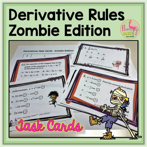 Derivative Rules Task Cards Zombie Edition Unit 3 Calculus Tpt