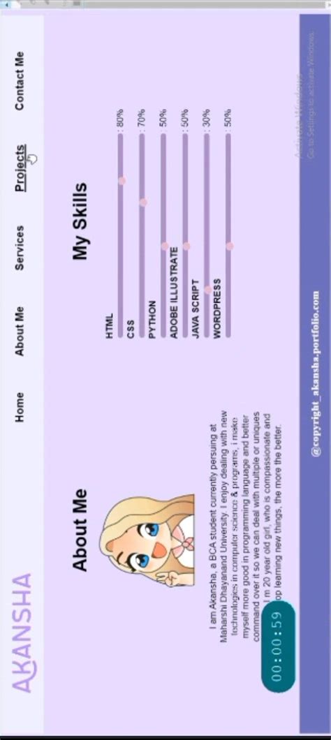 Akansha Devli On Linkedin Basic Portfolio About Me Using Css And Html Software Used Vscode