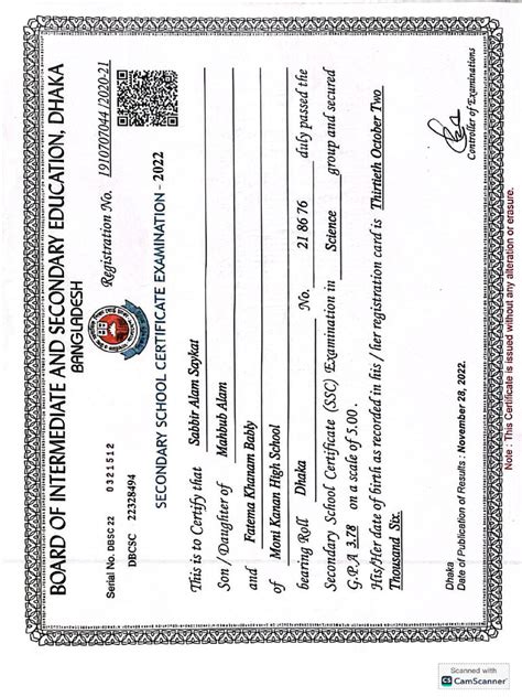 Ssc Certificate Sabbir Pdf