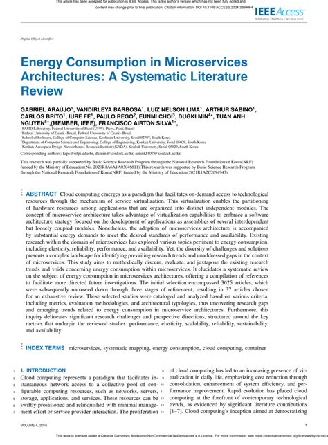 Pdf Energy Consumption In Microservices Architectures A Systematic Literature Review