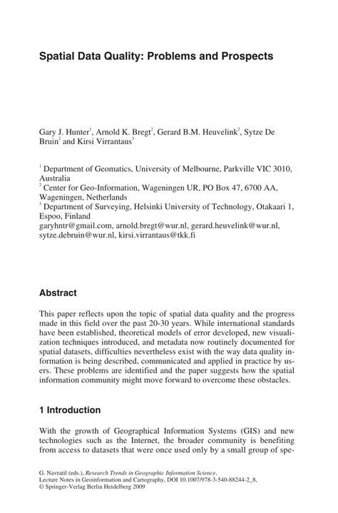 pdf spatial data quality problems and prospects
