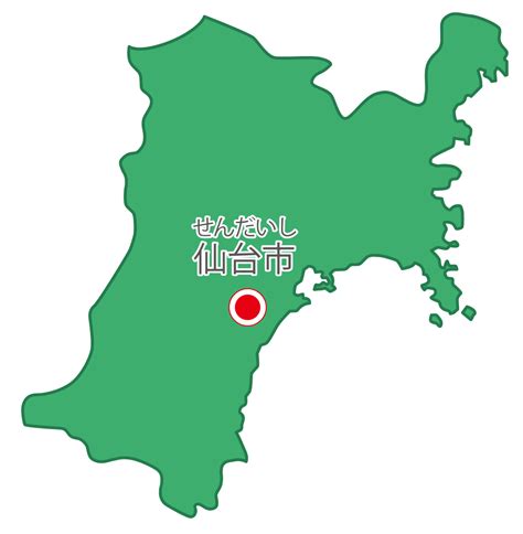 宮城県無料フリーイラスト｜日本語・県庁所在地あり・ルビあり 緑