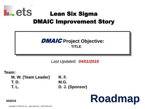 Pdf Lean Six Sigma Dmaic Improvement Story Dmaicproject Objective · Document Lessons Learned