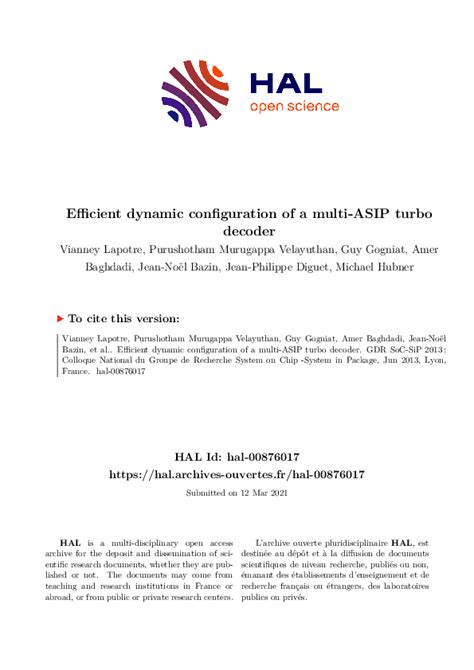 Pdf Efficient Dynamic Configuration Of A Multi Asip Turbo Decoder