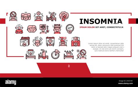 Insomnia Person Chronic Problem Landing Header Vector Stock Vector