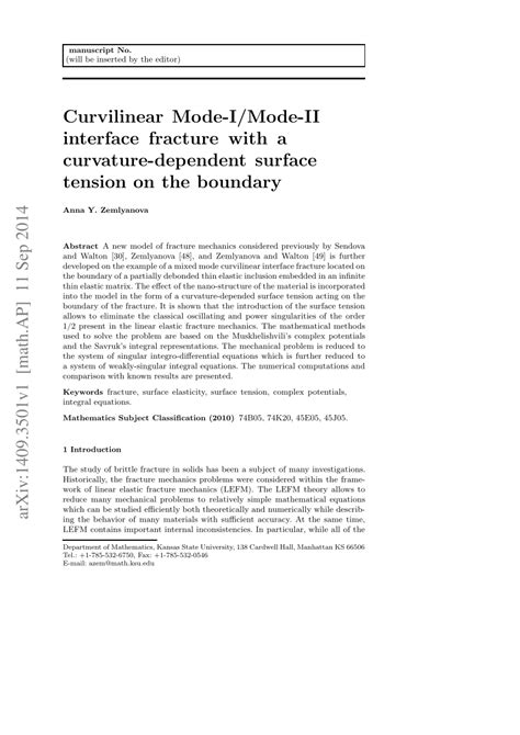 Pdf Curvilinear Mode Imode Ii Interface Fracture With A Curvature