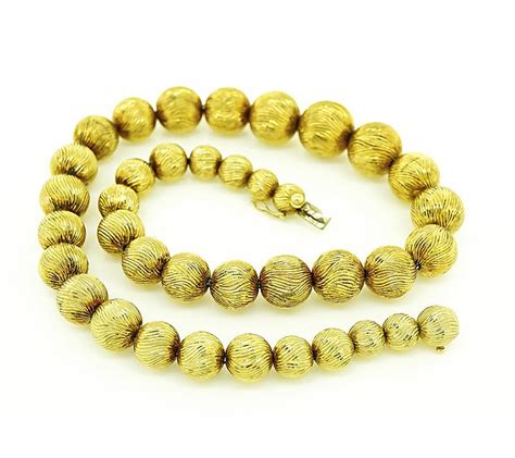 Tiffany And Co Gold Bead Necklace For Sale At Stdibs Gold Bead Necklace Tiffany Traditional