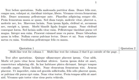 tables how do i arrange multiple quotations each with multiple lines