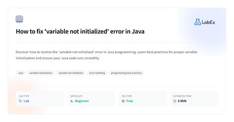 How To Fix Variable Not Initialized Error In Java Labex