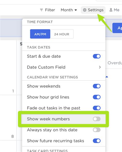 Allow To Show Week Number In Calendar Voters ClickUp
