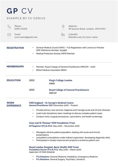 General Practitioner Gp Cv Example And Writing Tips