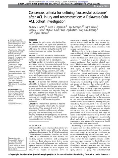 Pdf Consensus Criteria For Deﬁning Successful … Forskning Publikasjoner Lynch