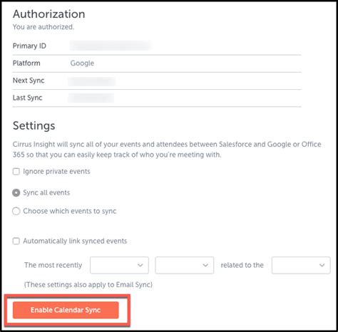 How Do I Reauthorize And Re Enable Calendar Sync Cirrus Insight