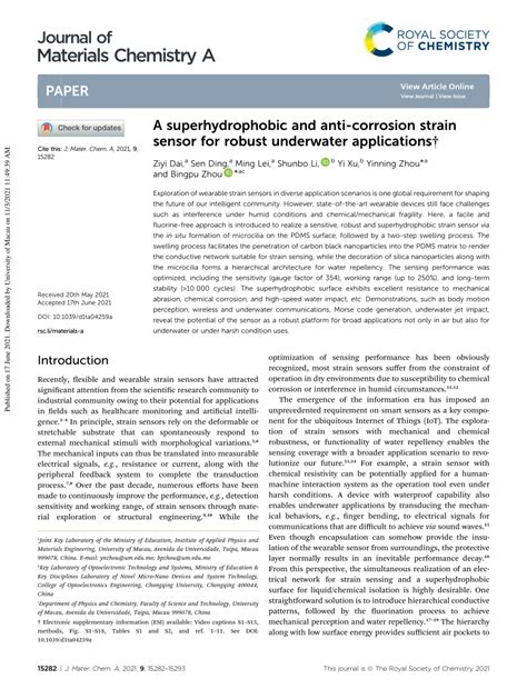 Pdf Superhydrophobic And Anti Corrosion Strain Sensor For Robust