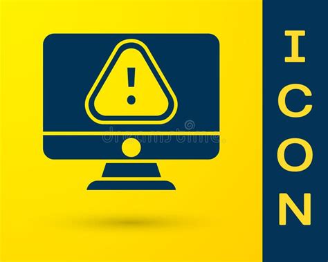 Blue Computer Monitor With Exclamation Mark Icon Isolated On Yellow Background Alert Message