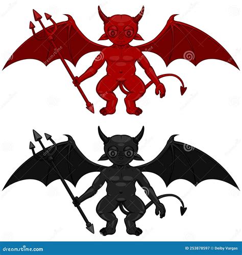 Vector Design of Little Devils with Tridents Stock Vector ...