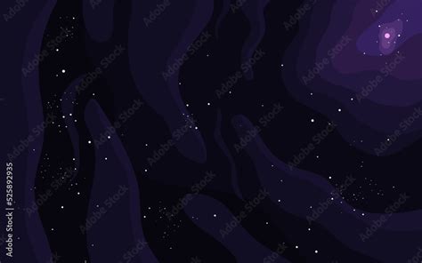 Vector Space Background Cute Flat Style Template With Stars In Outer Space Stock Vector