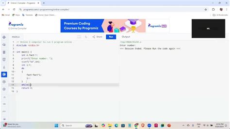 C Program To Find Factorial Using Do While Loop Youtube