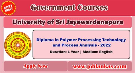 Diploma In Polymer Processing Technology And Process Analysis 2022 University Of Sri
