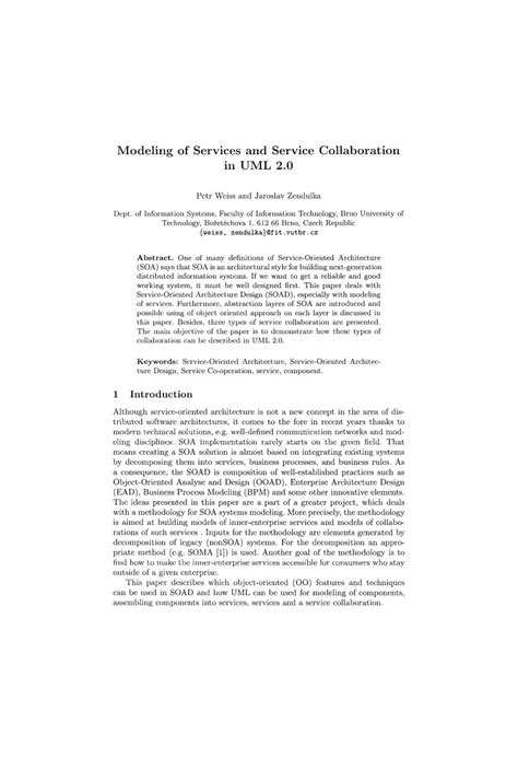 Pdf Modeling Of Services And Service Collaboration In Uml 20
