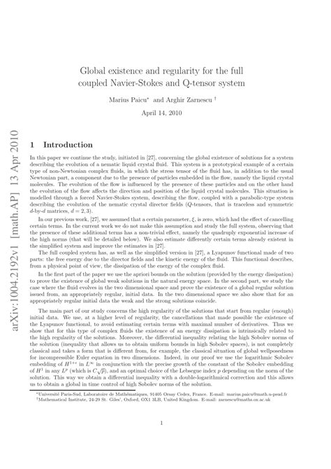 Pdf Global Existence And Regularity For The Full Coupled Navier Stokes And Q Tensor System