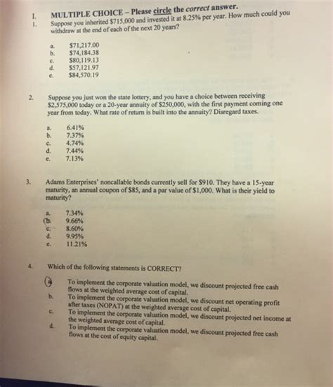 solved 1 multiple choice please circle the correct answer