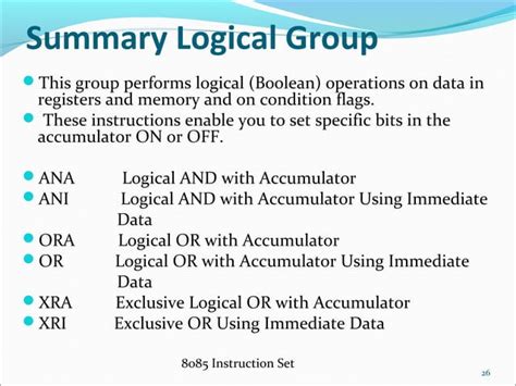 Logical Instruction Of 8085 Ppt