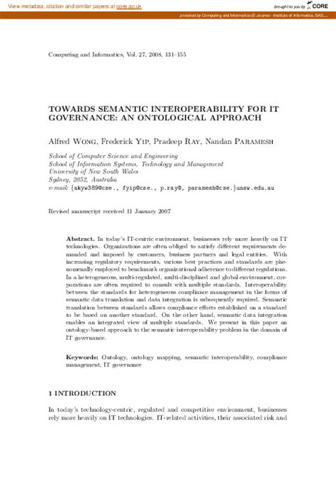 Pdf Towards Semantic Interoperability For It Governance An