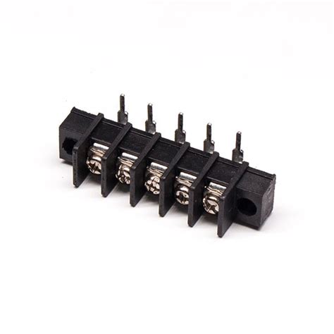 Barrier Strip Terminal Block 5pin Right Angled Black 2 Holes PCB Mount