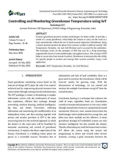 pdf controlling and monitoring greenhouse temperature using iot