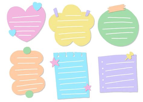 Cute Pastel Memo Abstract Heart Circle Flower Square Rectangle Cloud