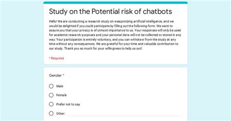 Academic Survey On The Potential Risks Of Chatbots Rtakemysurvey