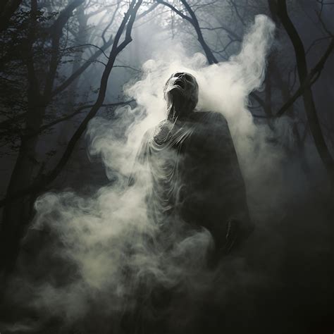 Premium Photo 3d Rendered A Smoke Ghost Screaming In The Night Forest
