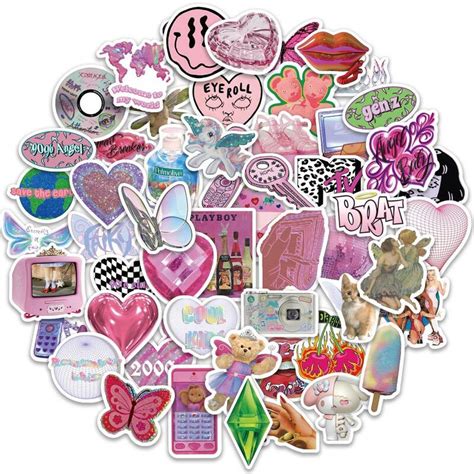 58pcs Vintage Laser Leopard Love Y2k Stickers 2 Aesthetic Motorcycle