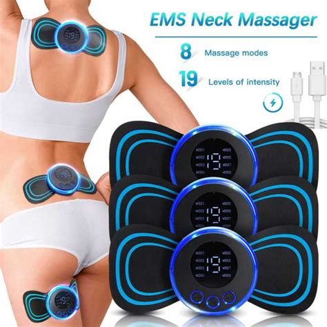 Lcd Display Ems Neck Massage Electric Massager Portable Ems Mini