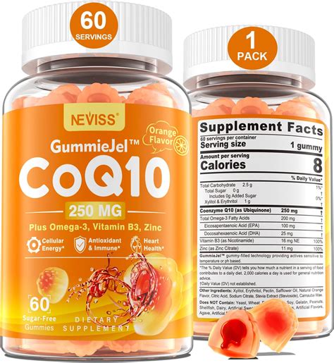 2 Pack Coq10 Gummies 3000 Mg Plus Omega 3 Vitamin B3